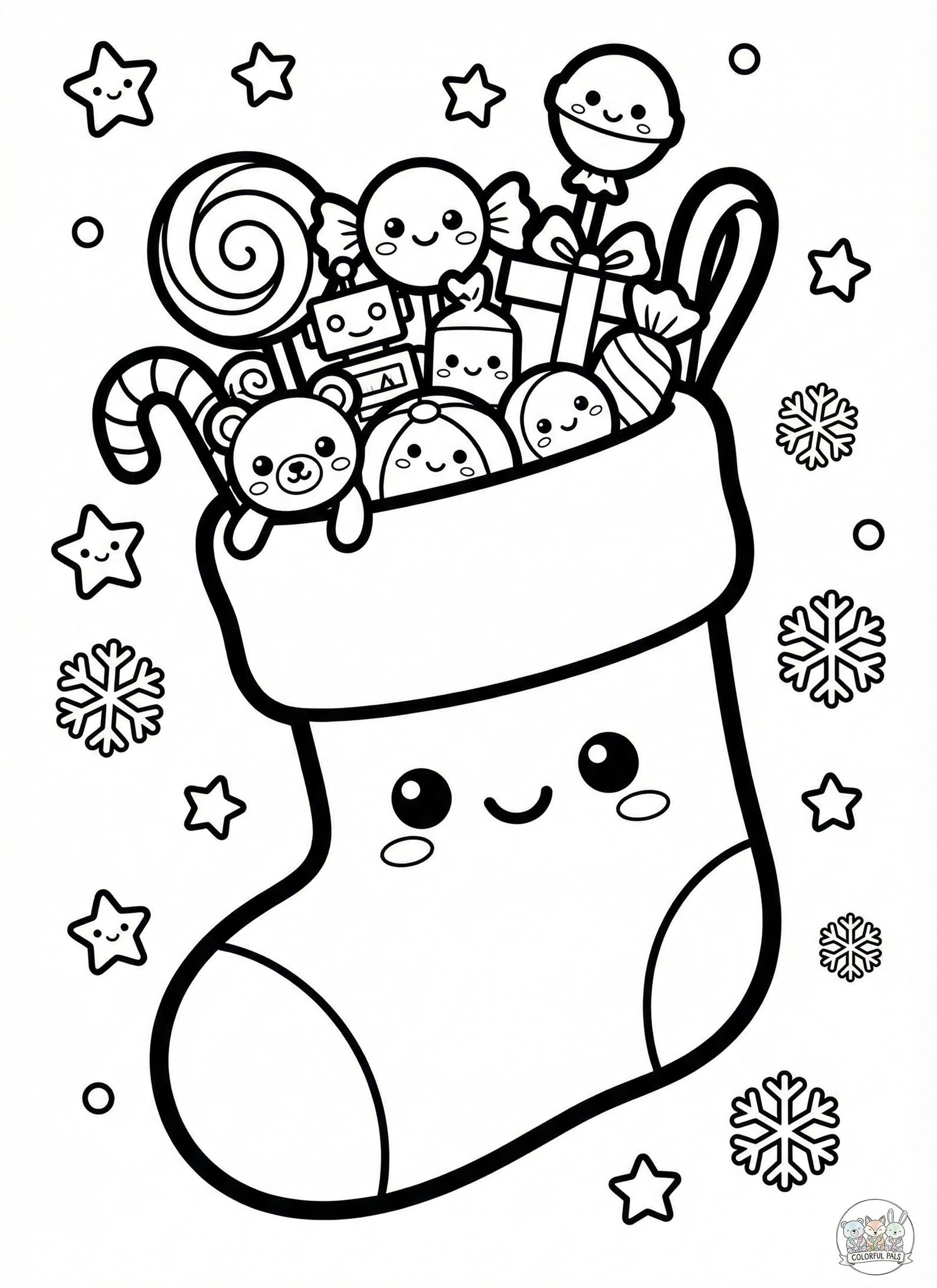 Kawaii Christmas Coloring Pages – Printable Activity Book (PDF) - Etsy