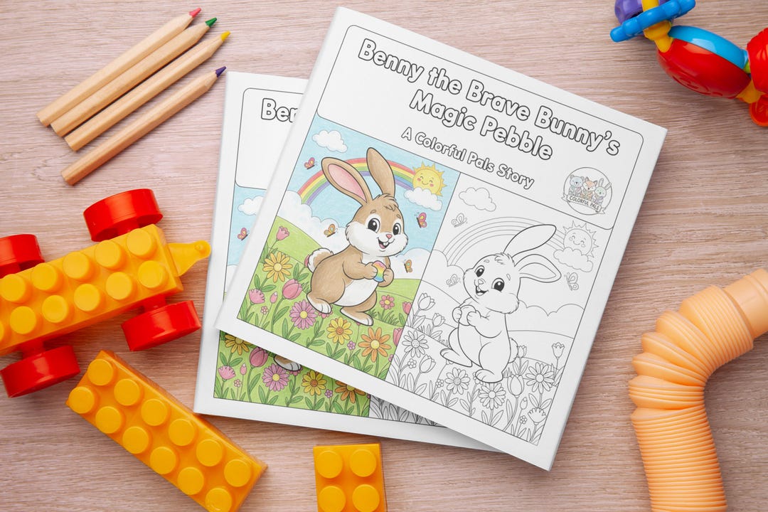 Benny Bunny Coloring Story Book: Magic Pebble Kids Activity (printable ...