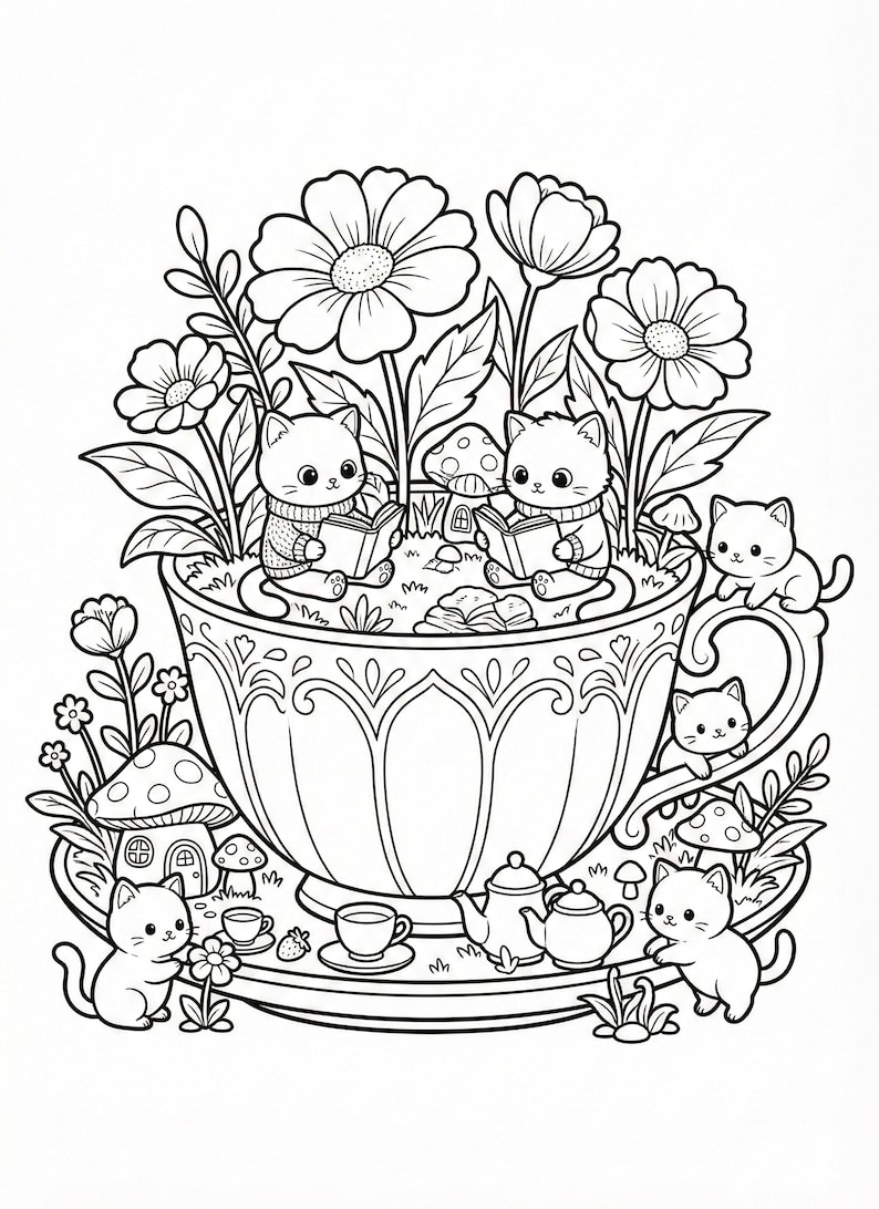 Miniature Worlds Coloring Book – Cozy Kawaii Scenes (printable PDF) - Etsy