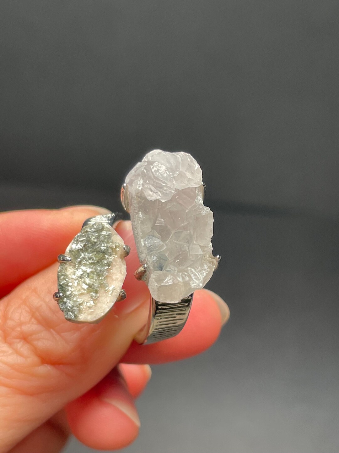 Cubic Fluorite Crystal Ring: Adjustable Geometric Statement Jewelry - Etsy