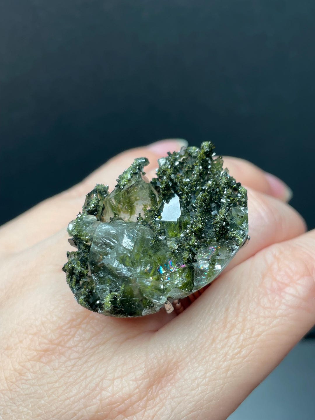 Geometric Fluorite Crystal Ring: Unique Statement Jewelry, Adjustable ...