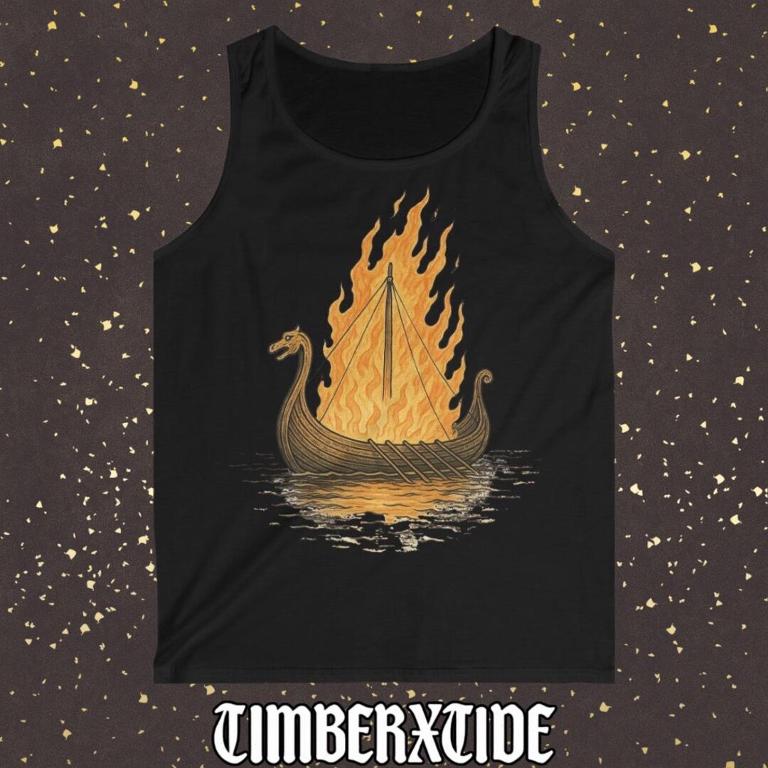 Viking Ship Funeral Pyre Tank Top: Norse Mythology Graphic - Etsy