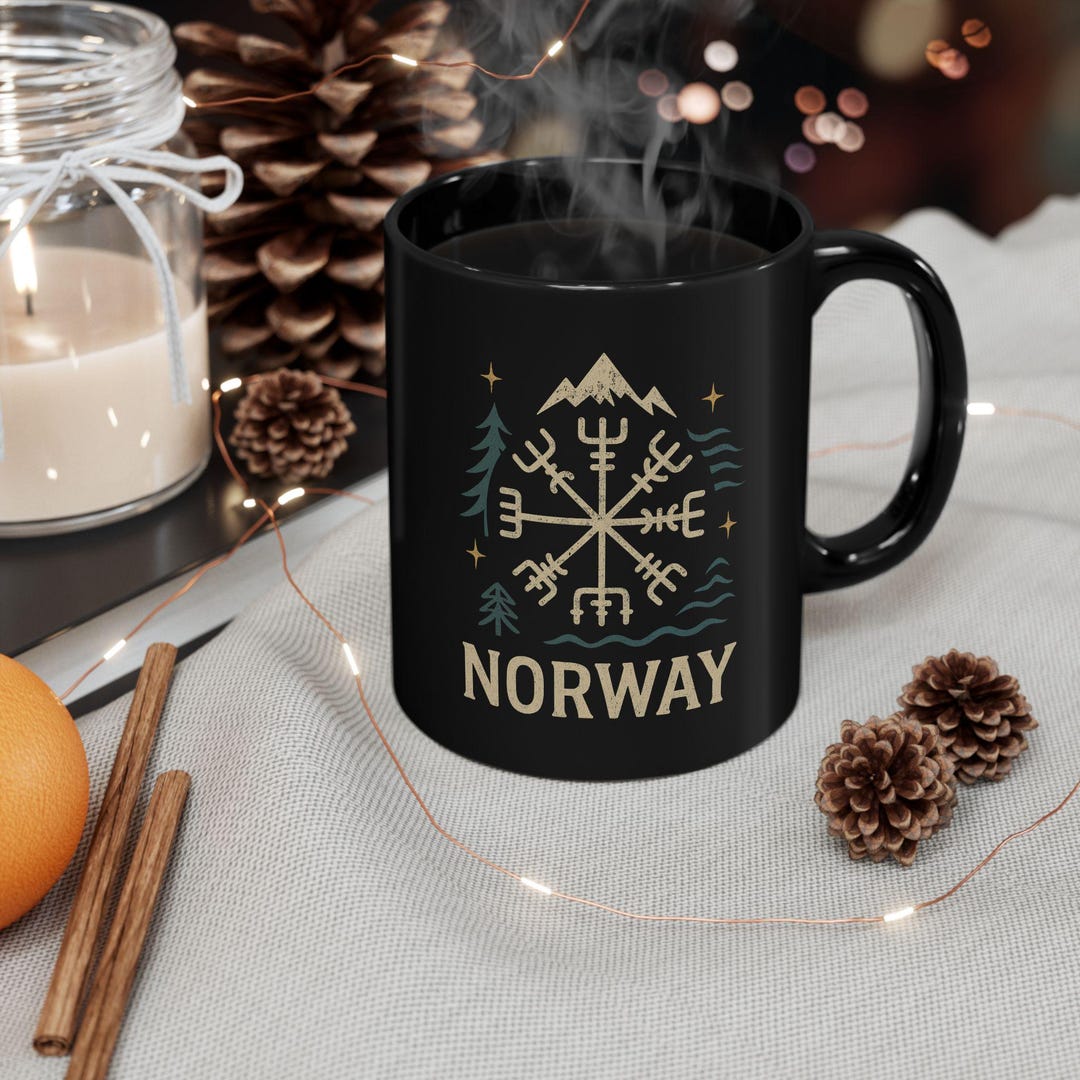Norway Mug, Viking Symbol Coffee Cup, Nordic Heritage Drinkware ...