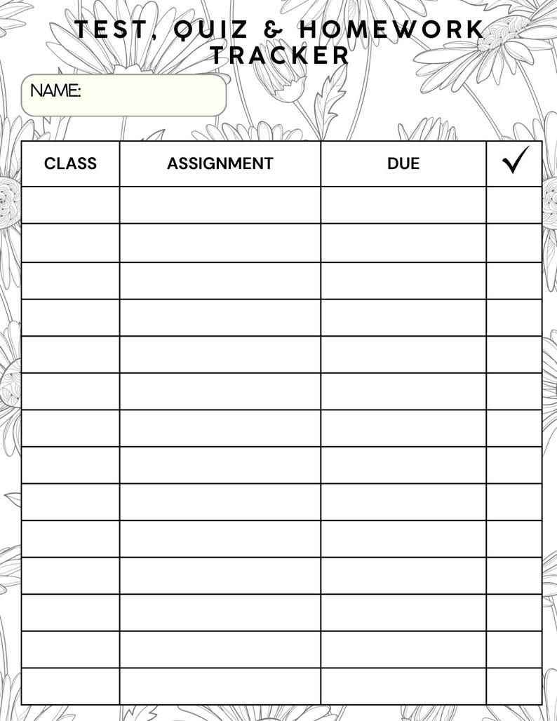 Printable Homework Planner, Digital Homework Tracker, Weekly Homework ...