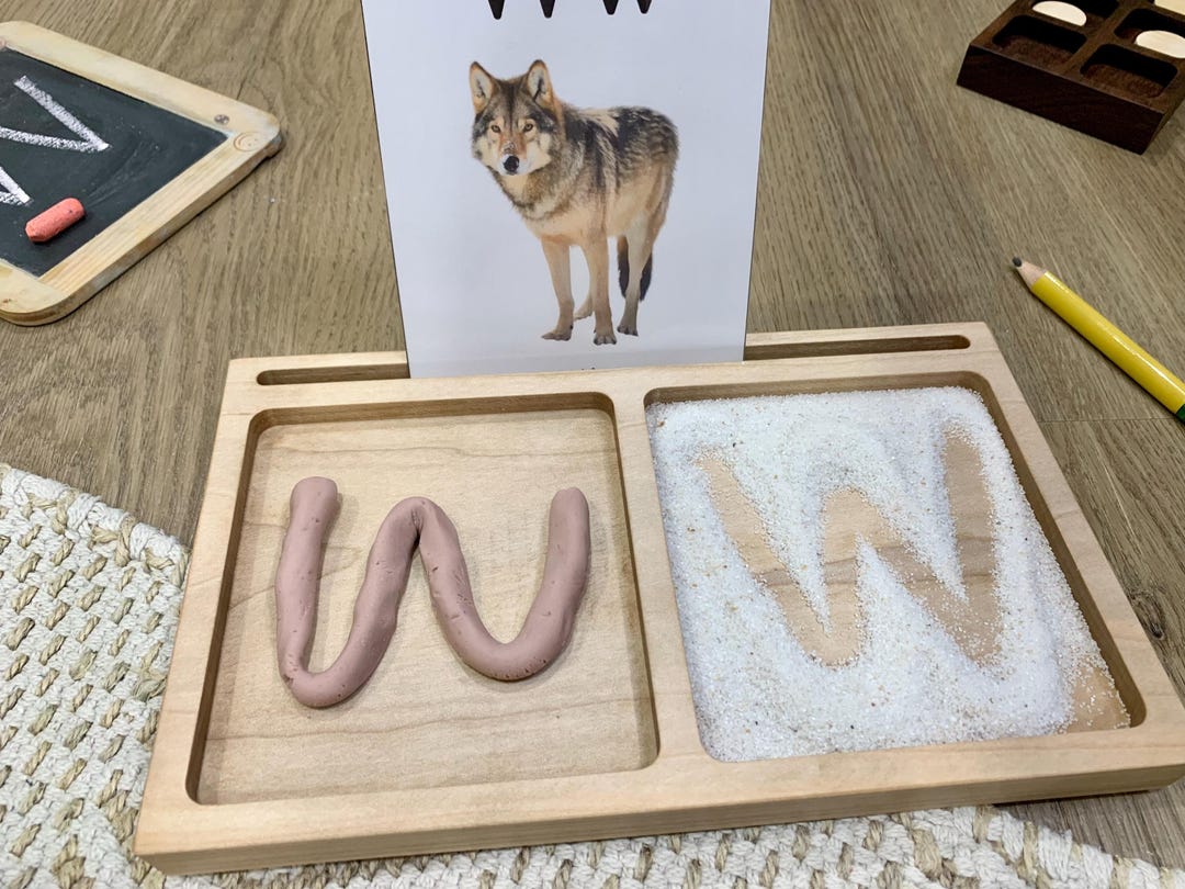 Montessori Sand Tracing Tray With Two Sections - Stylus + Sand Included ...