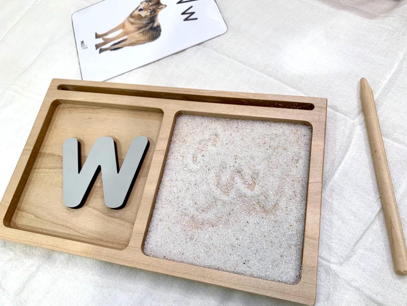 Montessori Sand Tracing Tray With Two Sections - Stylus + Sand Included ...