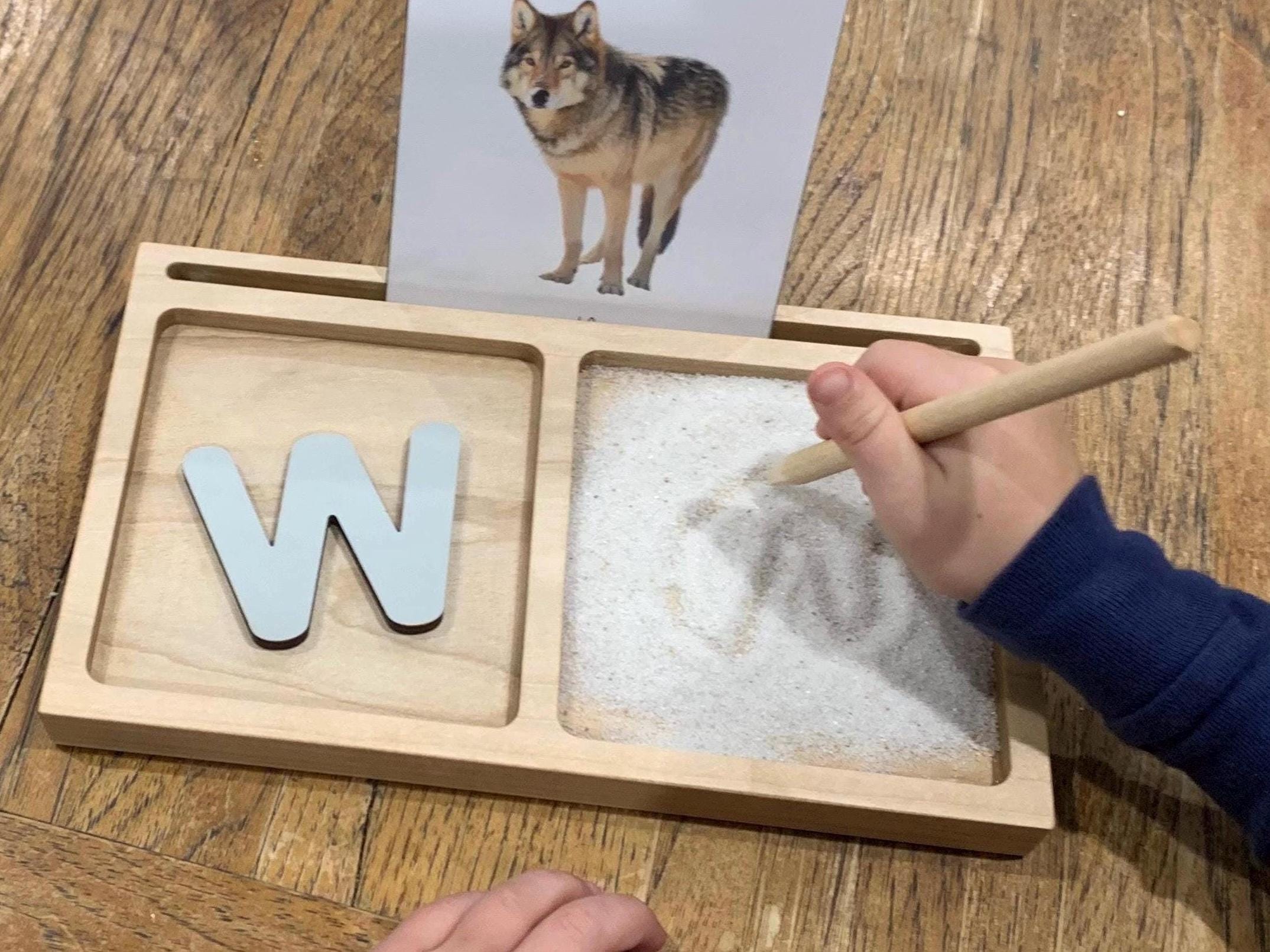 Montessori Sand Tracing Tray With Two Sections - Stylus + Sand Included ...