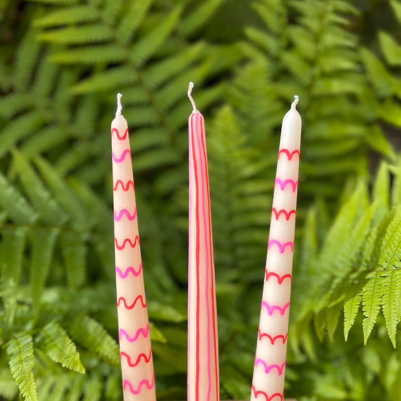 Pink Striped Candle Holder - Etsy UK