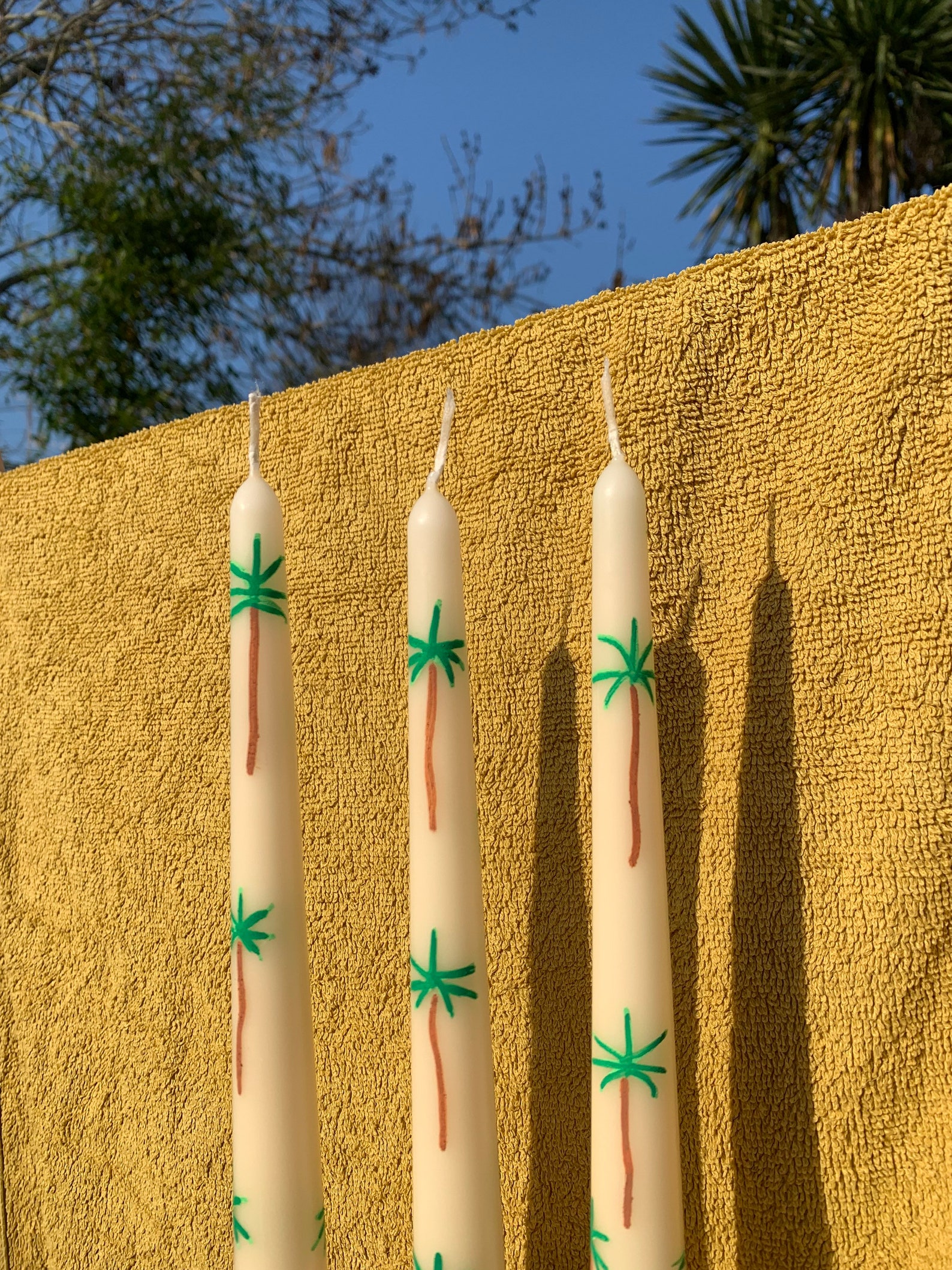 PALM TREE Tapered Dinner Candles - Hand Painted - Holiday - Vacation ...