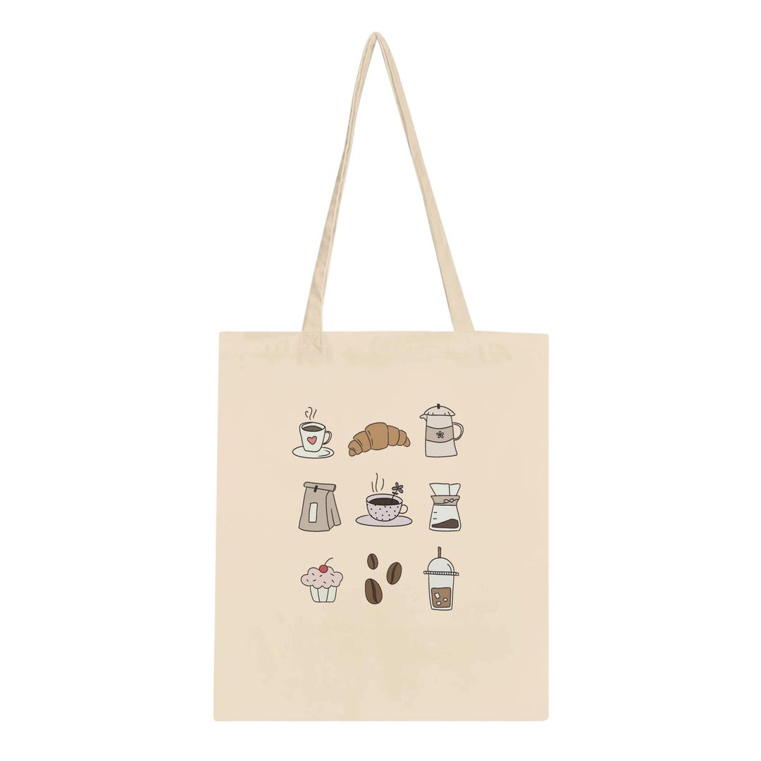 Bread & Coffee Tote Bag - Aesthetic Canvas Bag for Everyday Errands - Etsy