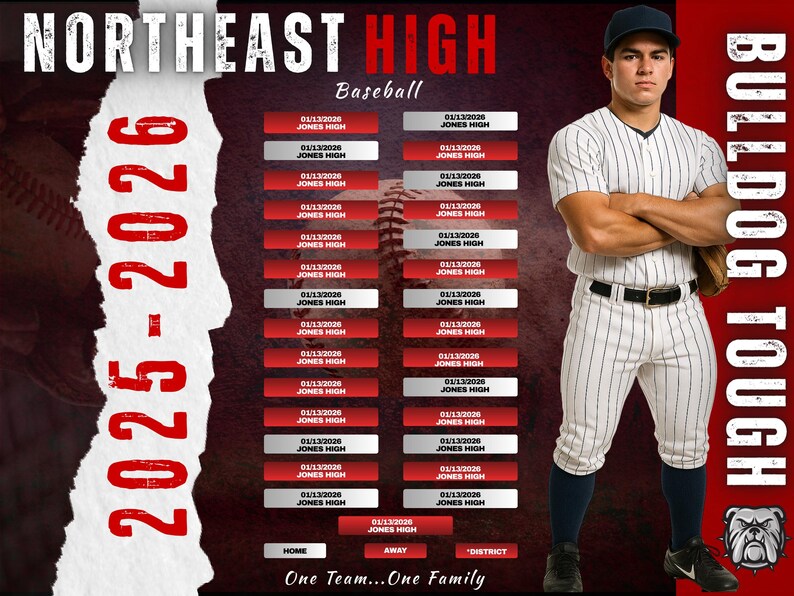 Editable Baseball Schedule Template: High School Sports Poster (digital ...
