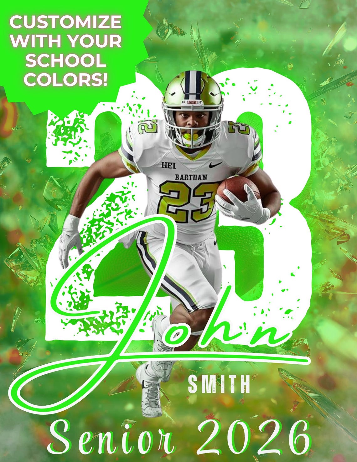 Football Senior Spotlight Template: Customizable Canva Design (digital ...