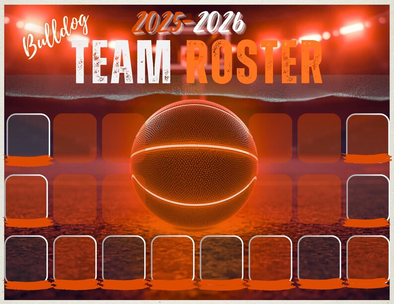 Basketball Team Roster Canva Template | Editable Gameday Poster | High ...
