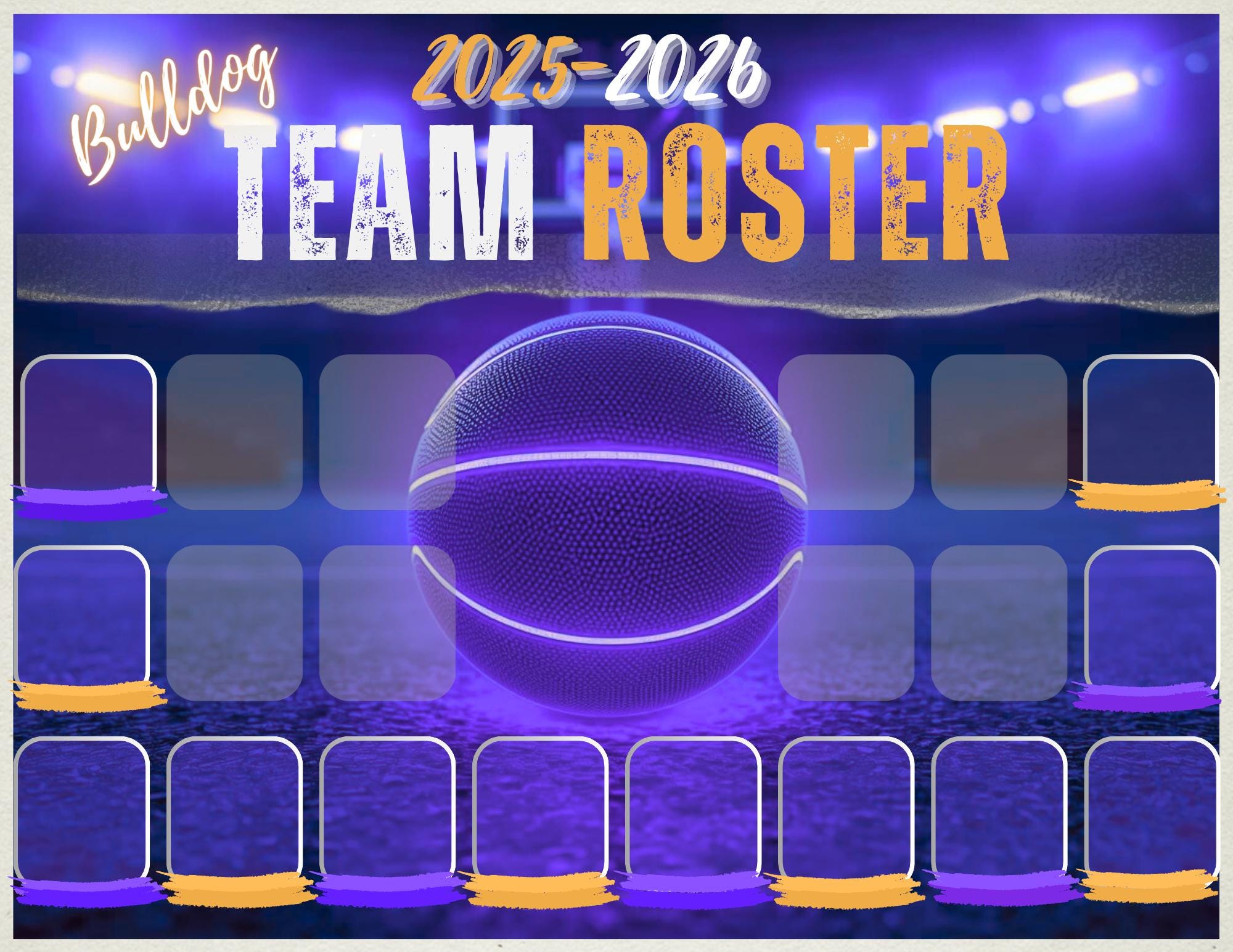 Basketball Team Roster Canva Template | Editable Gameday Poster | High ...