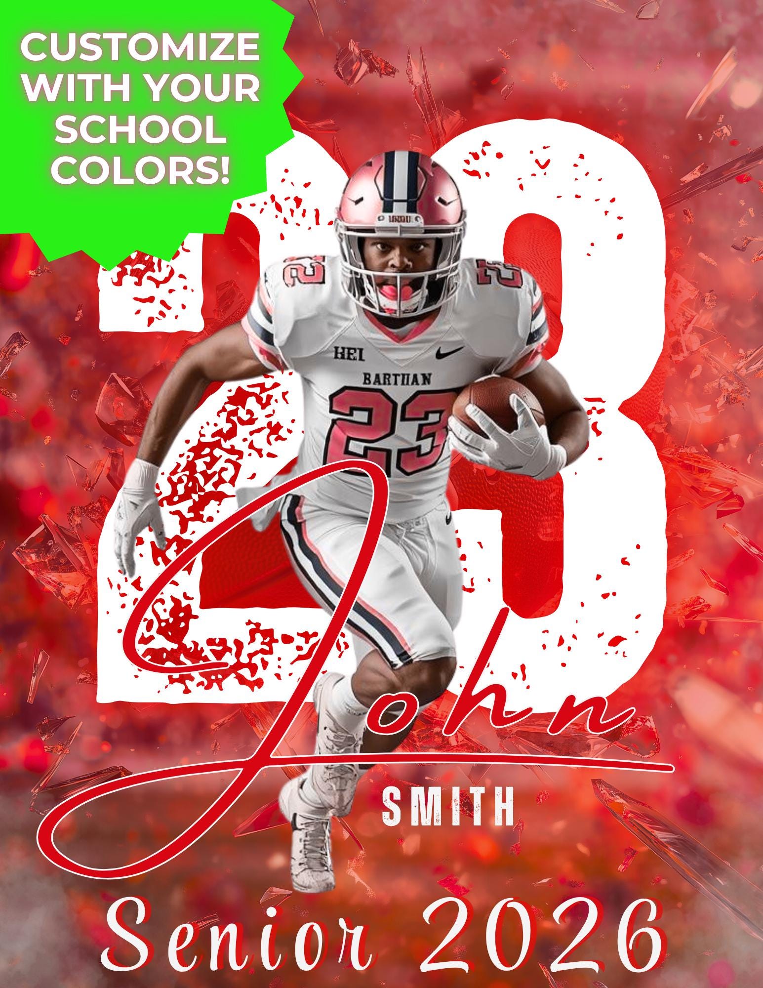 Football Senior Spotlight Template: Customizable Canva Design (digital ...