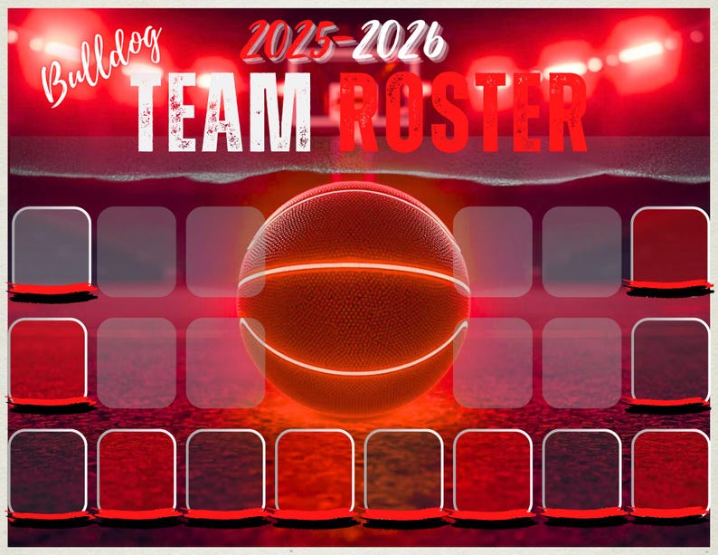 Basketball Team Roster Canva Template | Editable Gameday Poster | High ...