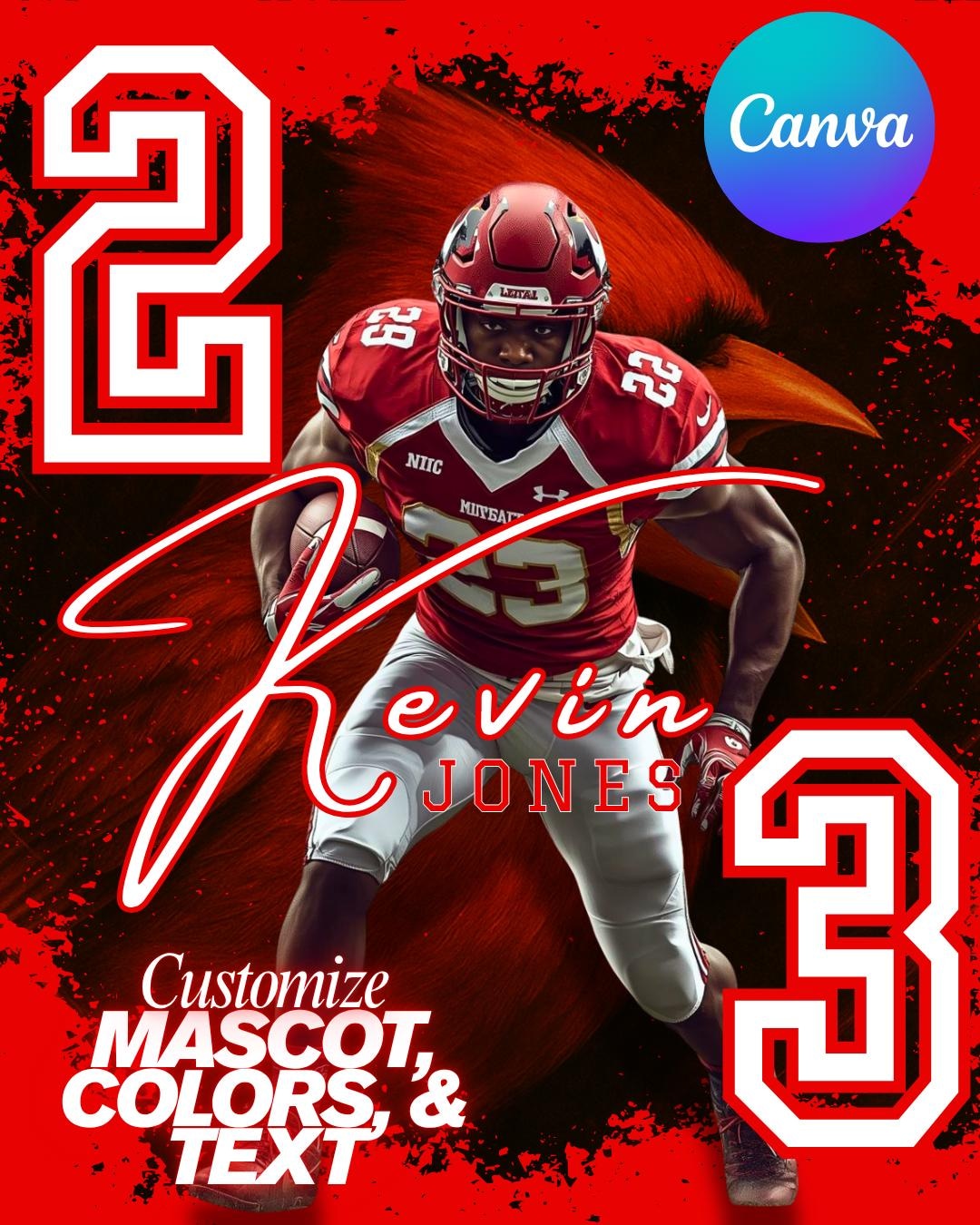 Football Senior Spotlight Template: Customizable Canva Design (digital ...