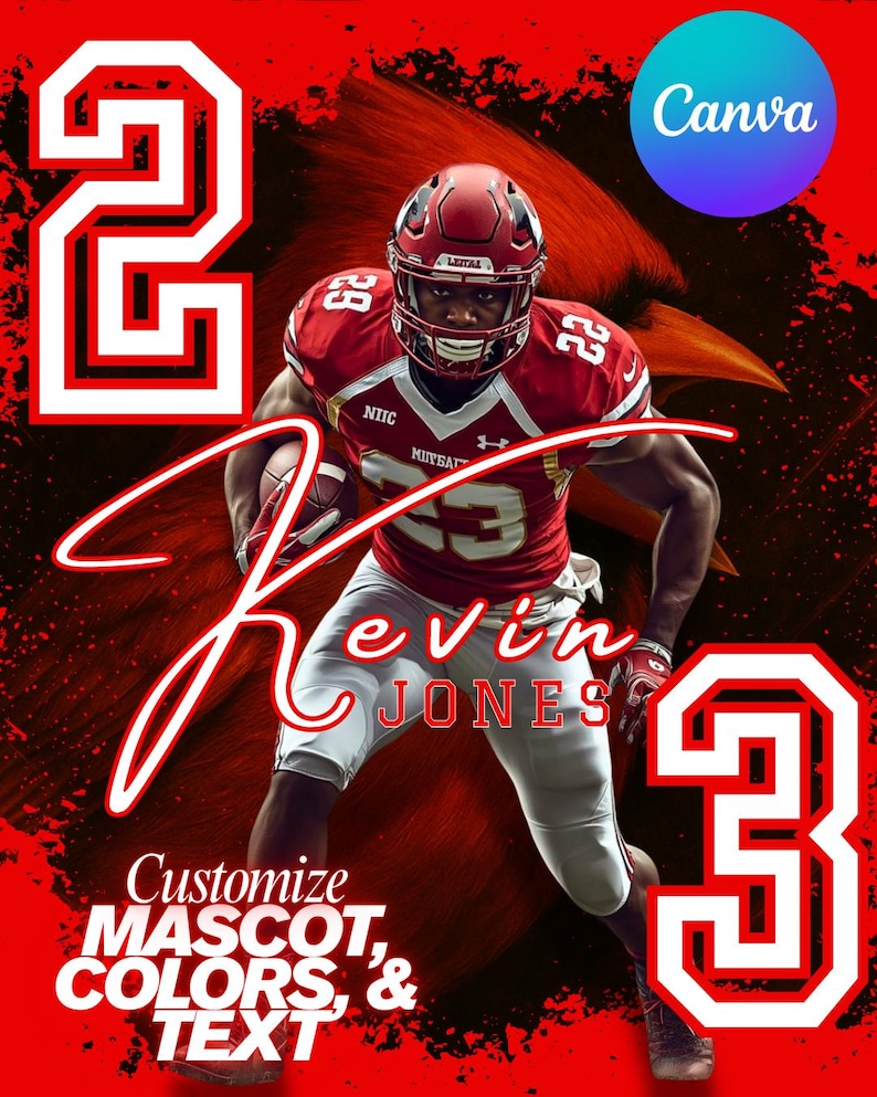 Football Senior Spotlight Template: Customizable Canva Design (digital ...