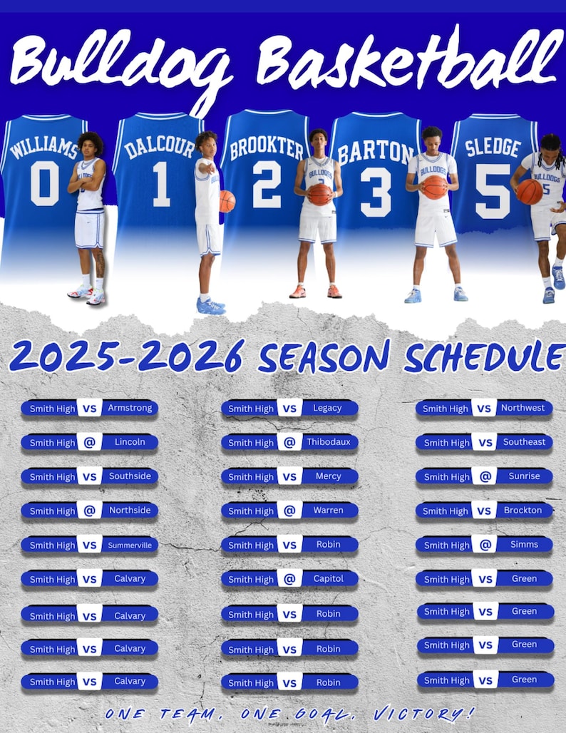 Editable Basketball Season Schedule Template: Canva Sports 8.5 X 11 ...