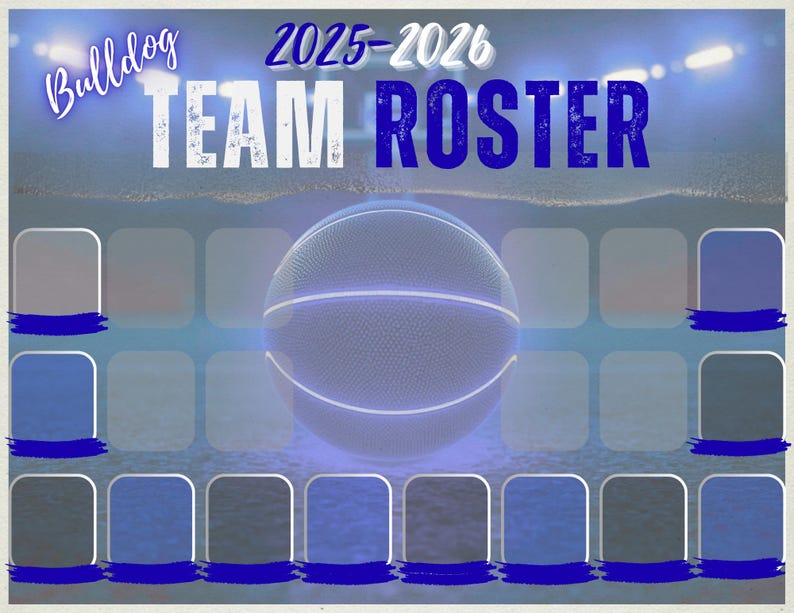 Basketball Team Roster Canva Template | Editable Gameday Poster | High ...