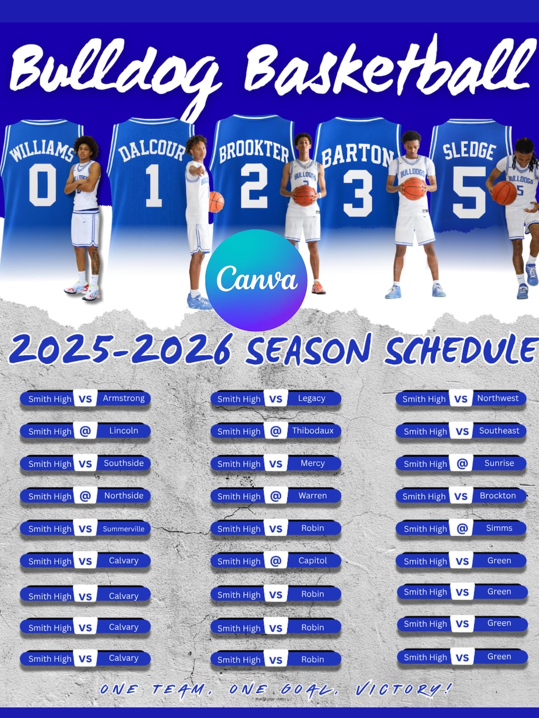 Editable Basketball Season Schedule Template: Canva Sports 8.5 X 11 ...