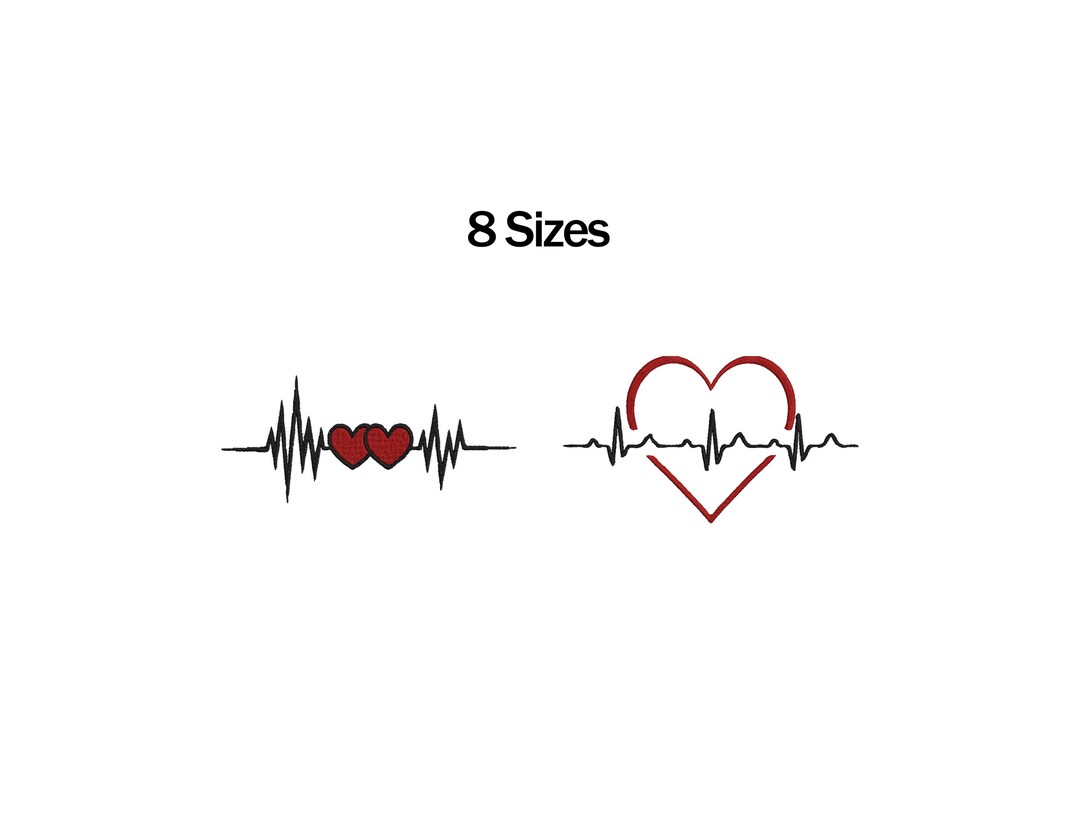 Heartbeat Heart Embroidery Design, Heart Embroidery, Love Sign ...