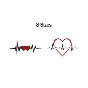 Heartbeat Heart Embroidery Design, Heart Embroidery, Love Sign ...