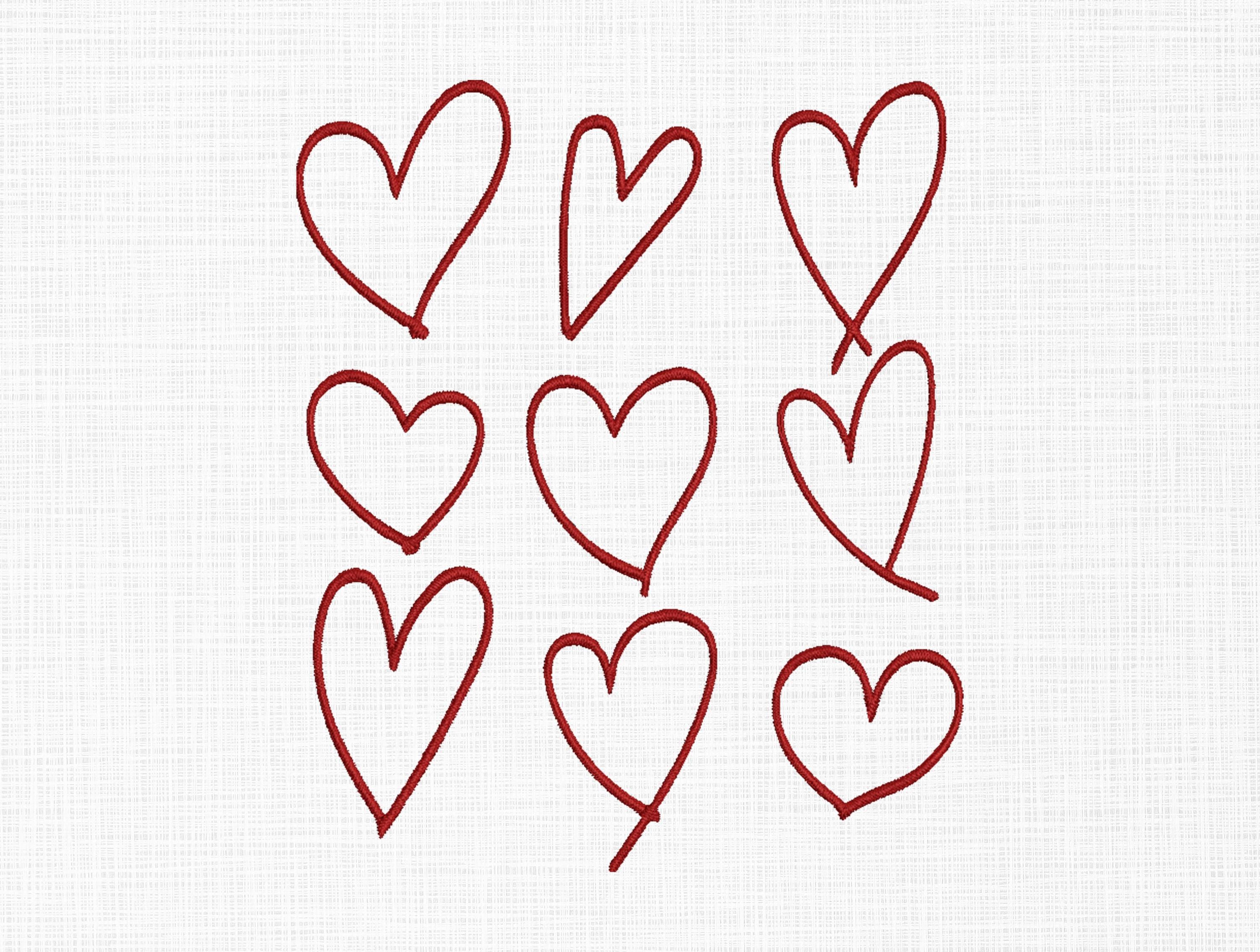 Mini Heart Embroidery, Heart Outline Embroidery, Mini Heart Set ...