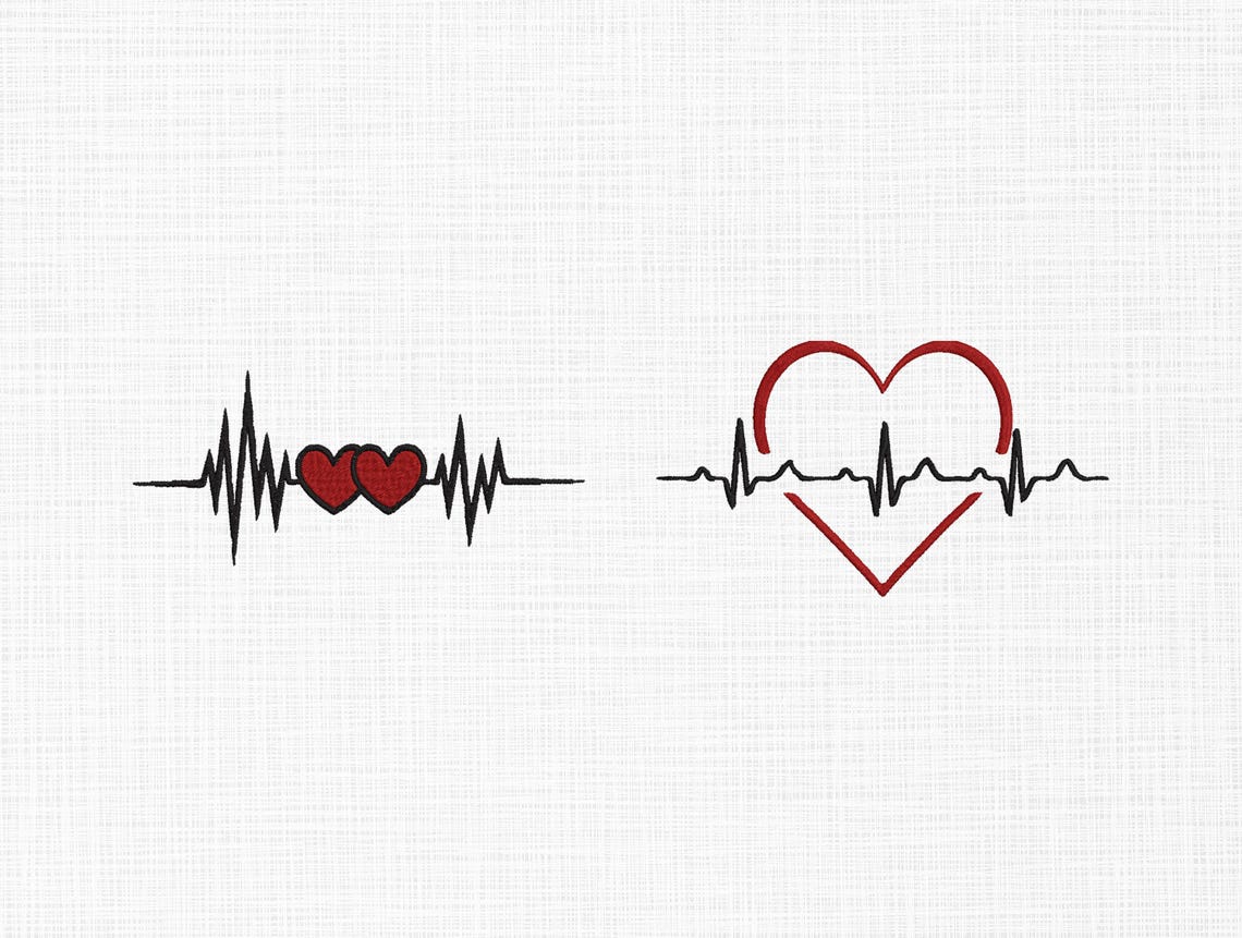 Heartbeat Heart Embroidery Design, Heart Embroidery, Love Sign ...