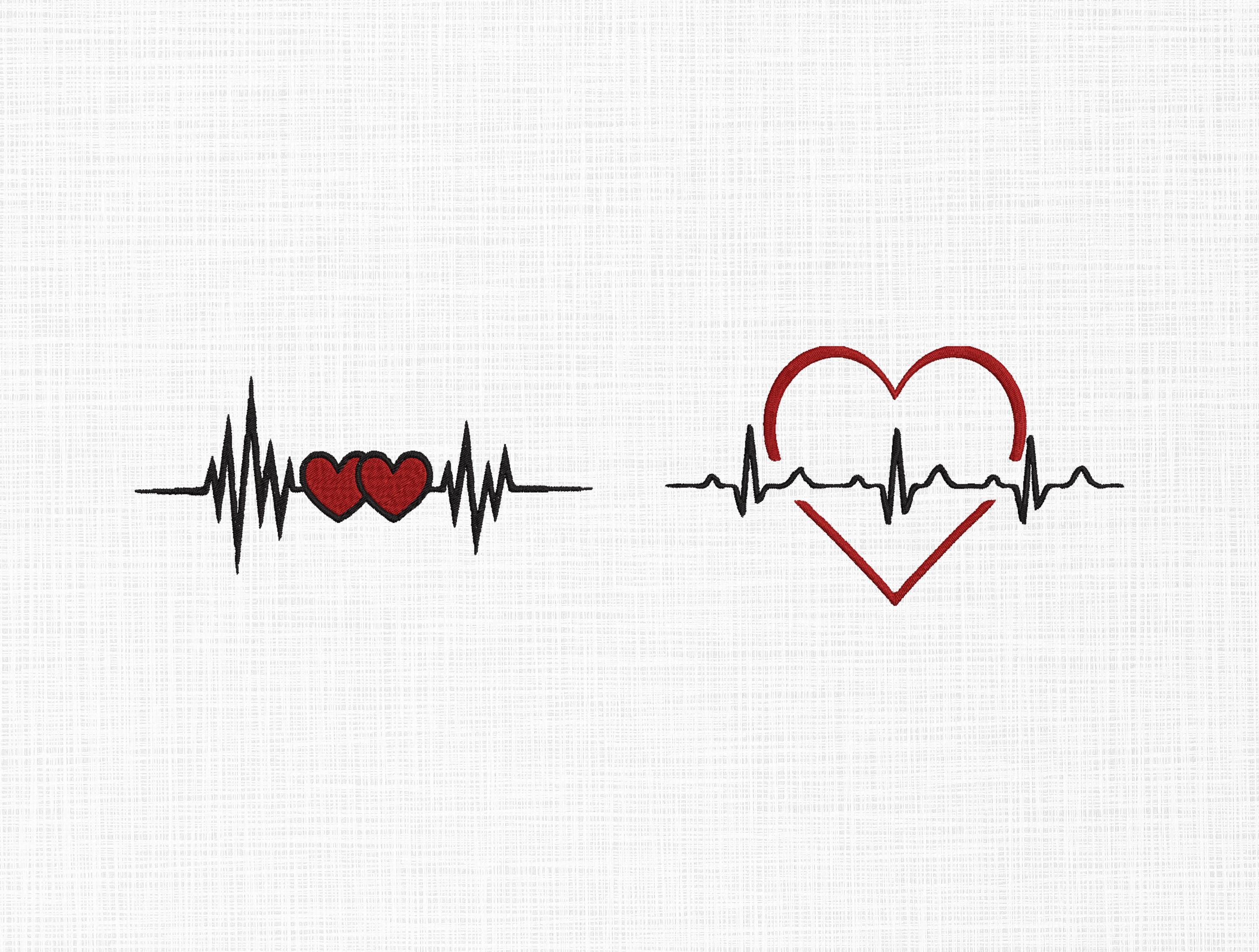 Heartbeat Heart Embroidery Design, Heart Embroidery, Love Sign ...