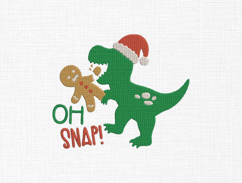 Christmas T-rex Embroidery Design, Christmas Machine Embroidery ...