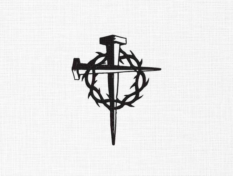 Cross With Crown of Thorns Embroidery Design, Christian Embroidery ...