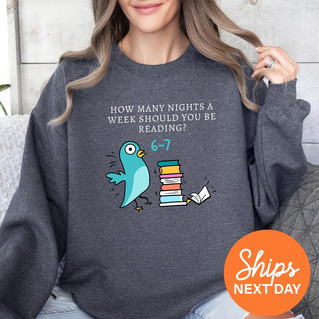 How Many Nights A Week Read Meme Sweatshirt, Meme Kids Reading Hoodie ...