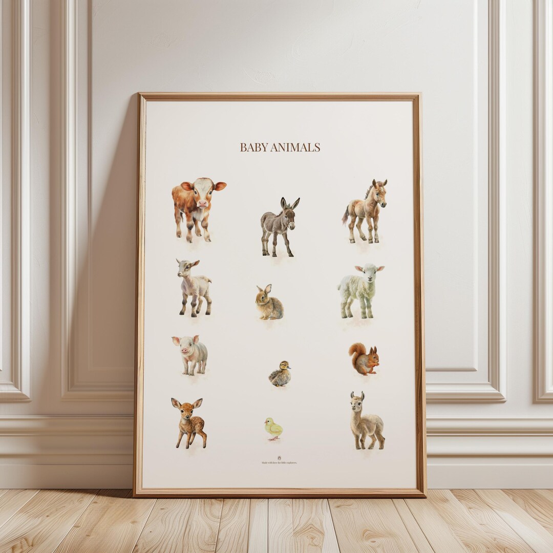 Baby Animals Nursery Wall Art | Watercolor Poster for Kids - Etsy