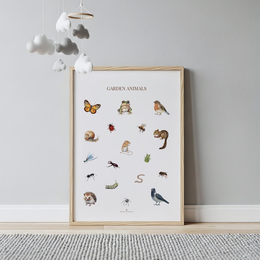 Garden Animals Poster for Kids | Montessori Nature Wall Art - Etsy