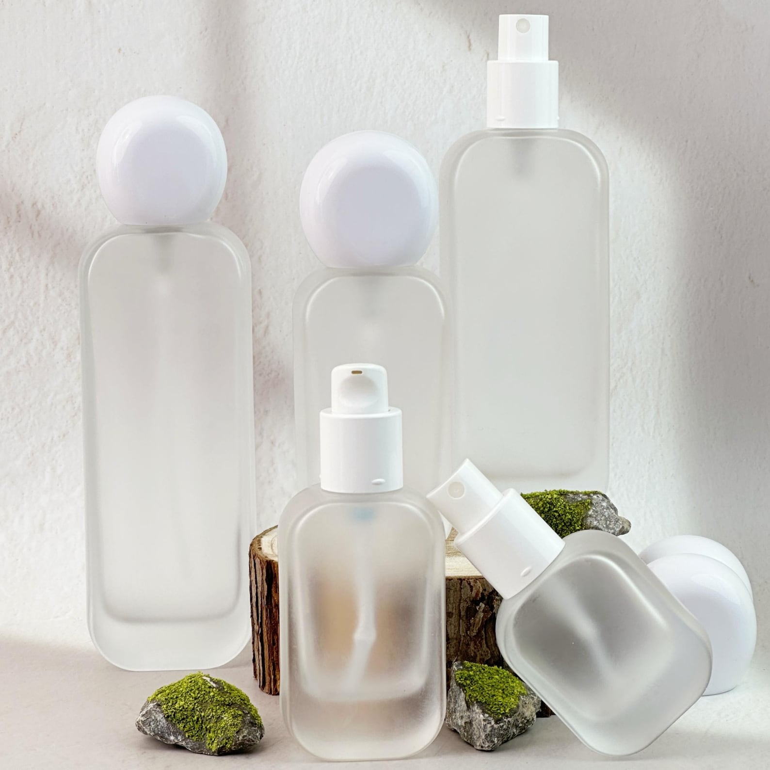 Frosted Glass Lotion & Spray Bottles, Refillable Cosmetic Containers ...