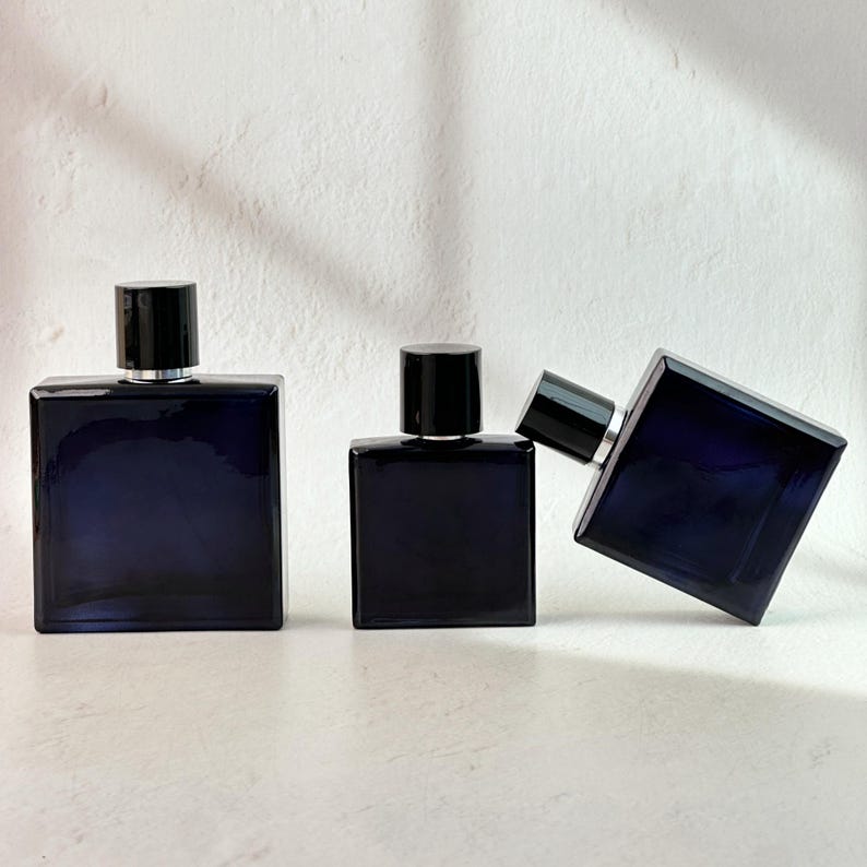 30ml/50ml/100ml Sapphire Blue Square Glass Perfume Spray Bottles ...