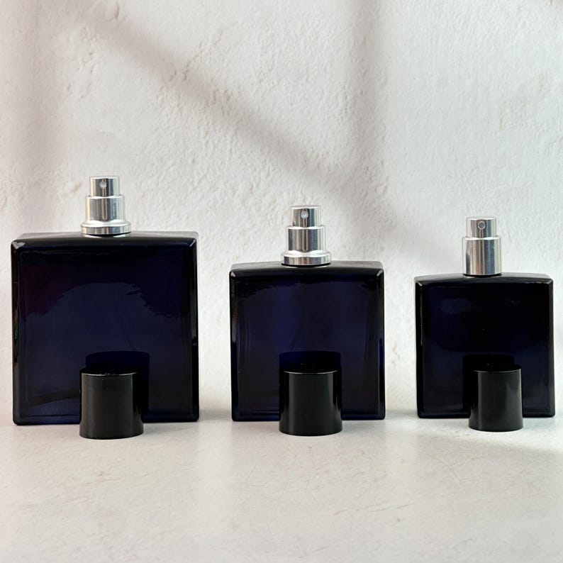 30ml/50ml/100ml Sapphire Blue Square Glass Perfume Spray Bottles ...