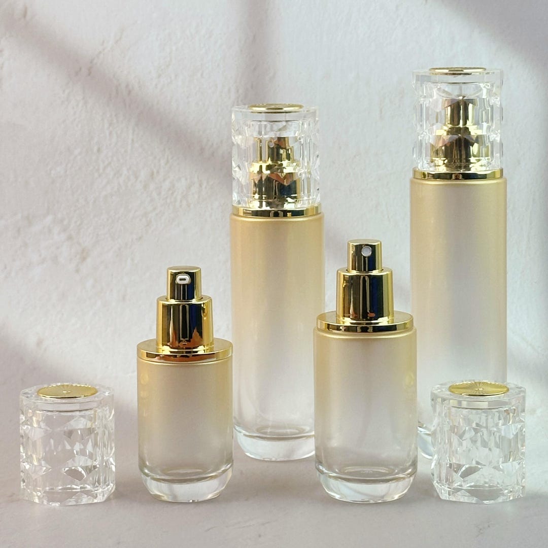 Luxury Glass Spray & Lotion Pump Bottles, Empty Refillable Cosmetic ...
