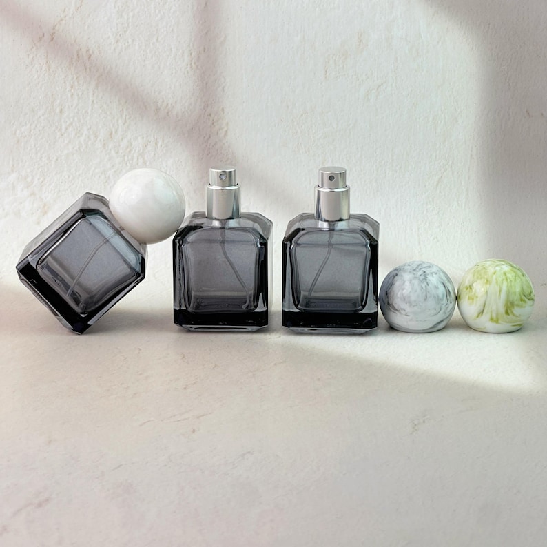 30ml Smoke Grey Square Glass Perfume Atomizer, Refillable Travel Spray ...
