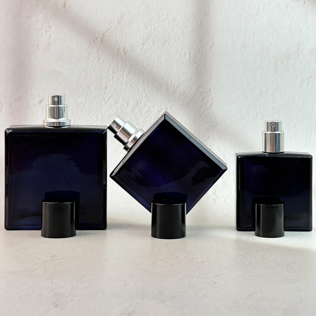 30ml/50ml/100ml Sapphire Blue Square Glass Perfume Spray Bottles ...