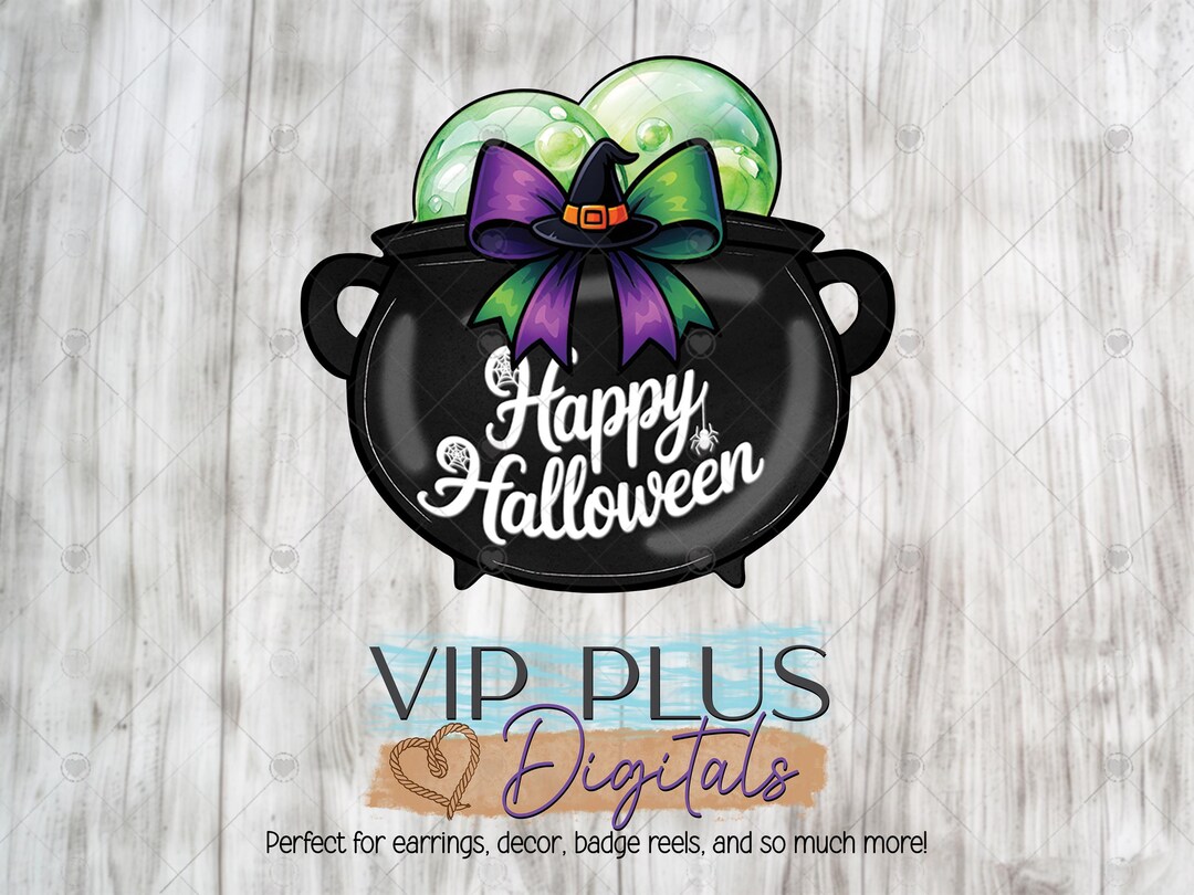 Witch Caldron With Bow PNG: Purple & Green Sublimation Design (digital ...