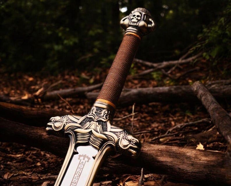 Hand Forged Conan Barbarian Steel Sword, Engraved Blade, With Sheath - Etsy