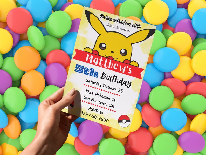 Editable Pokémon Birthday Invitation | Pikachu Party Invite | Digital ...