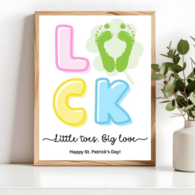 St. Patrick’s Day Footprint Keepsake Printable, Lucky Little Toes Art ...