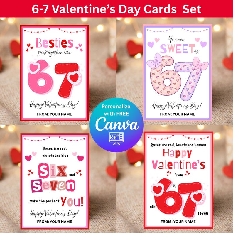 6–7 Valentine’s Day Cards for Kids | 4 Designs | Printable Exchange ...