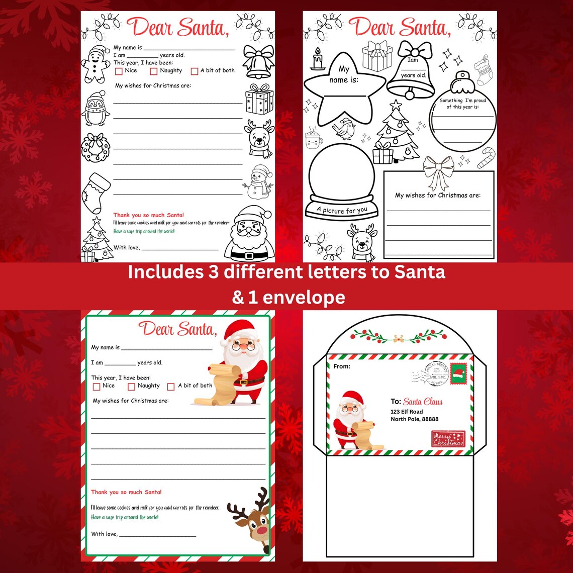Printable Letter to Santa Template, Coloring Letter to Santa, PDF ...