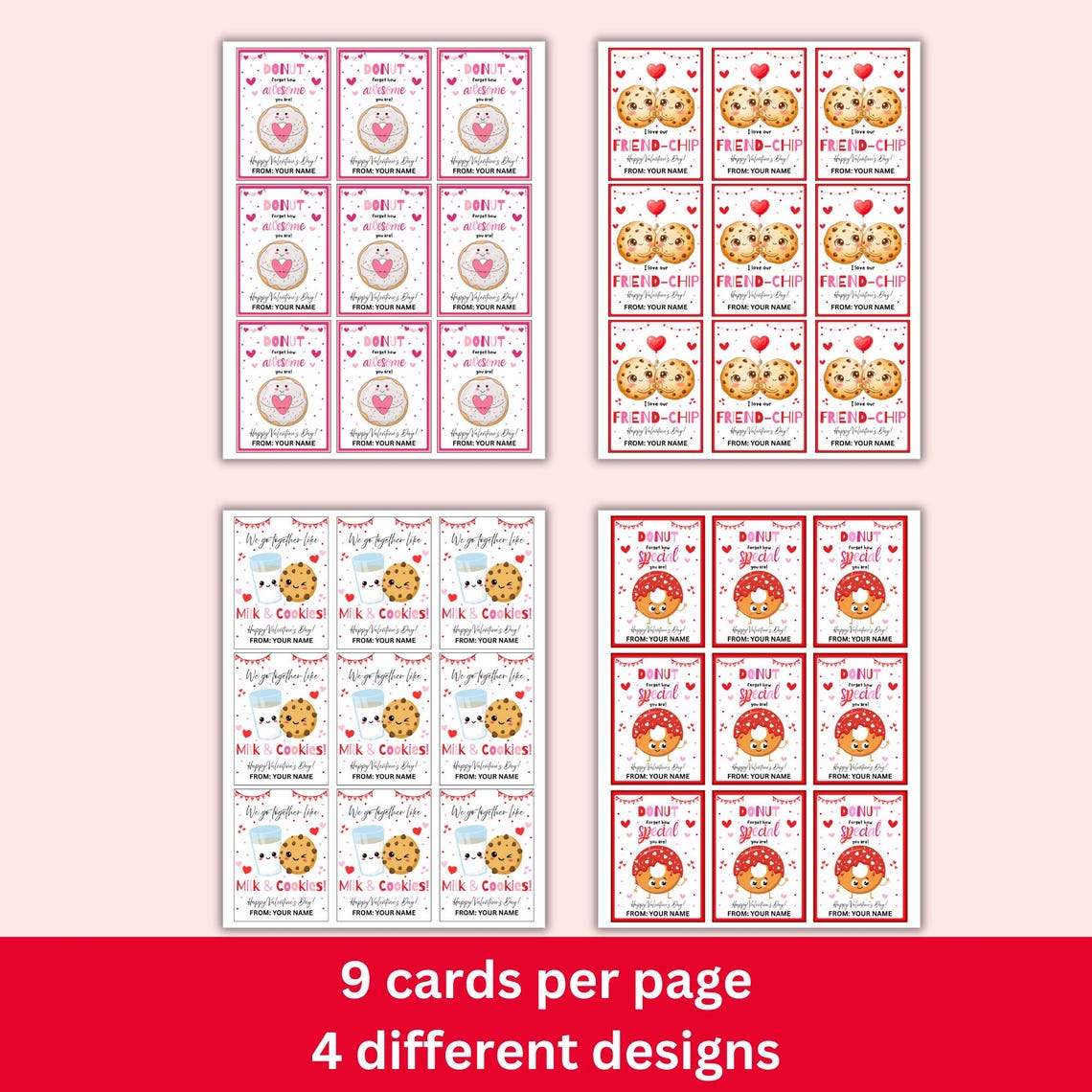 Editable Valentine’s Day Gift Tags Set | Donut and Cookie Valentine ...