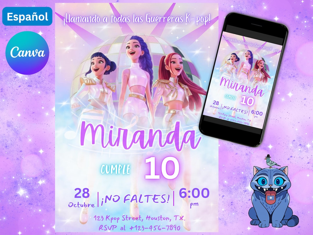 Invitación De Guerreras Kpop Plantilla Digital Editable Invitación