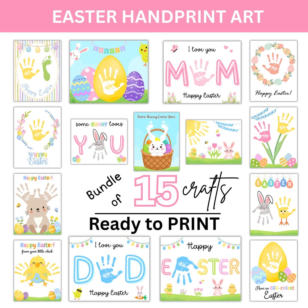Easter Handprint Art Bundle, Easter Footprint Craft, 15 Printable ...